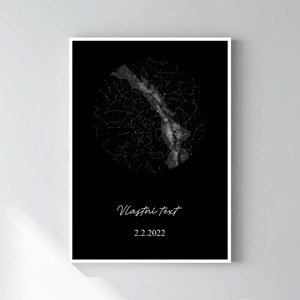 Personalizovaný magický fotoobraz v rámu - 50x70 - hvězdná mapa