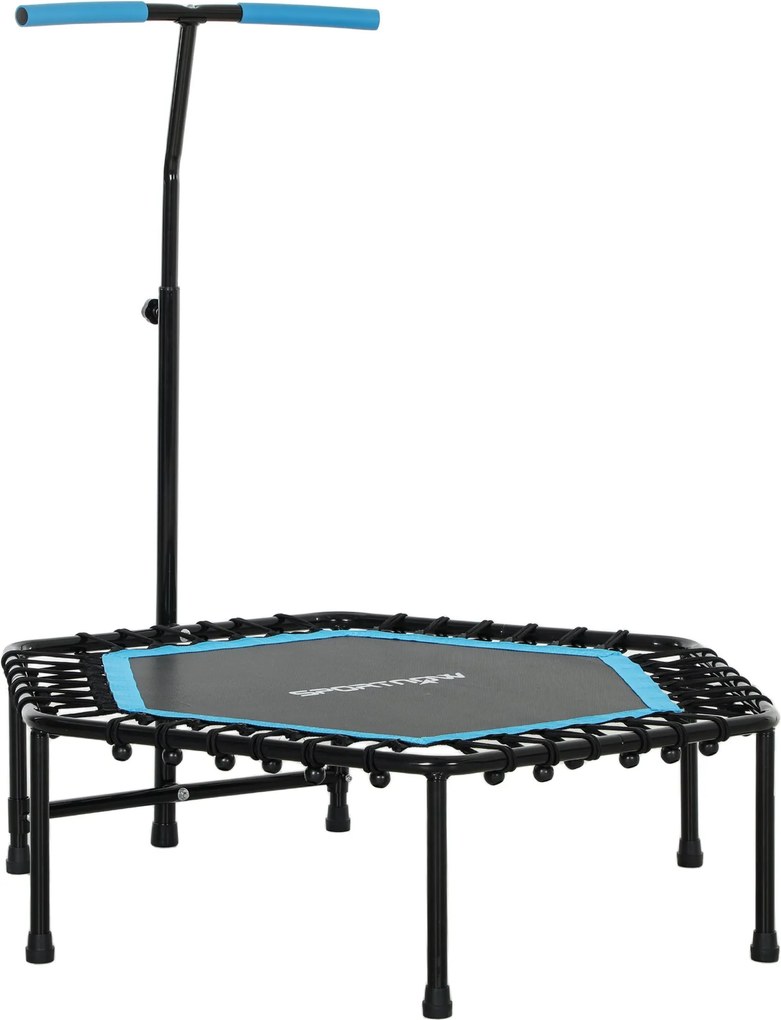 SPORTNOW Fitness Trampolina 114x114x132 cm S elastickým skákacím povrchem a nastavitelným 3-úrovňovým madlem, ocelový rám pro trénink nohou a těla do…