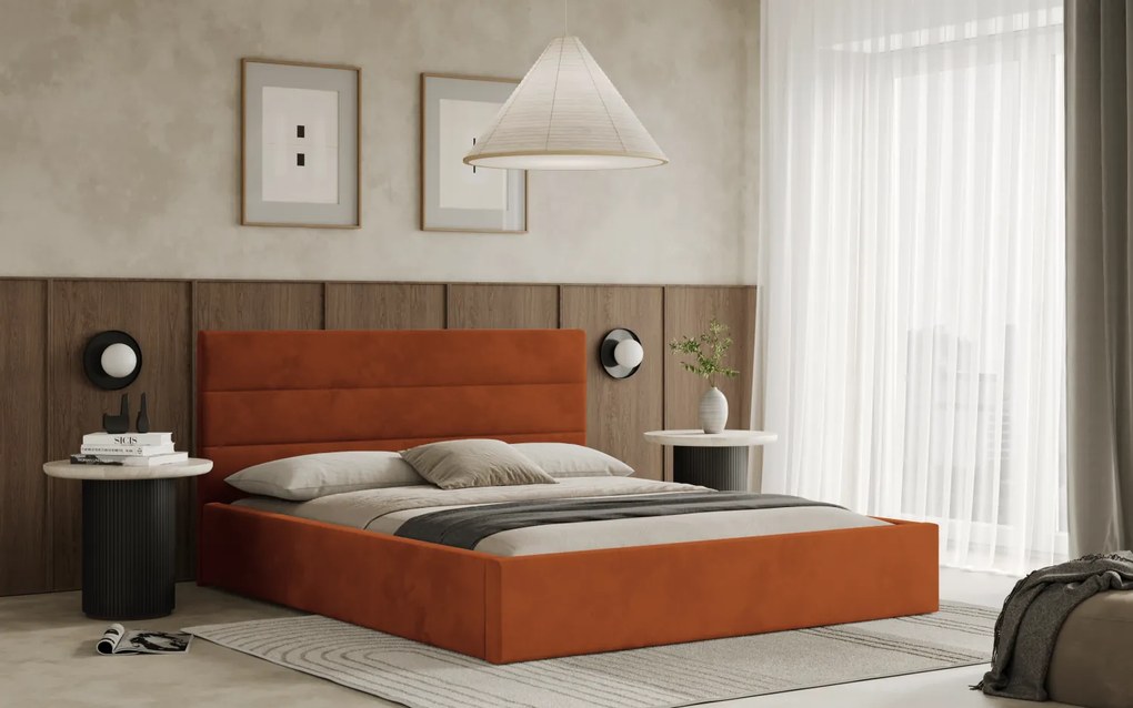 Postel LIVO 160x200 měděná s úložným prostorem