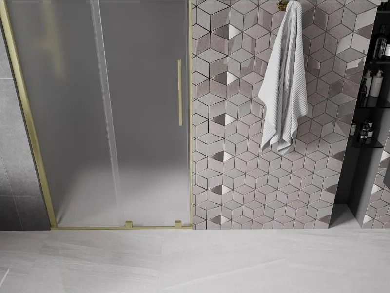 Mexen Velar, posuvné sprchové dveře do otvoru 100 cm, 8mm sklo námraza, zlatá matná, 871-100-000-31-55