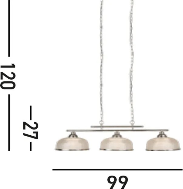 Searchlight 3593-3SS Trojité závěsné svítidlo BISTRO satin, čiré sklo
