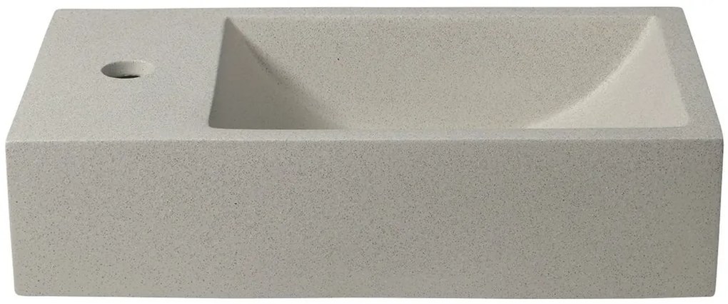 Sapho, CREST L betonové umyvadlo včetně výpusti, 40x22 cm, bílý pískovec, AR410