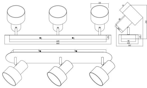 Trio - Bodové svítidlo WAILER 3xGU10/5W/230V černá