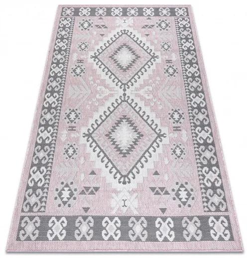 Dywany Łuszczów Kusový koberec Sion Sisal Aztec 3007 pink/ecru – na ven i na doma - 140x190 cm