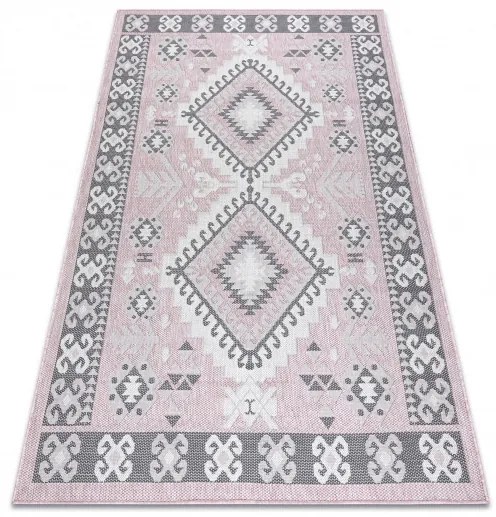 Dywany Łuszczów, Kusový koberec Sion Sisal Aztec 3007 pink/ecru – na ven i na doma, 80x150, růžová, chodba / předsíň