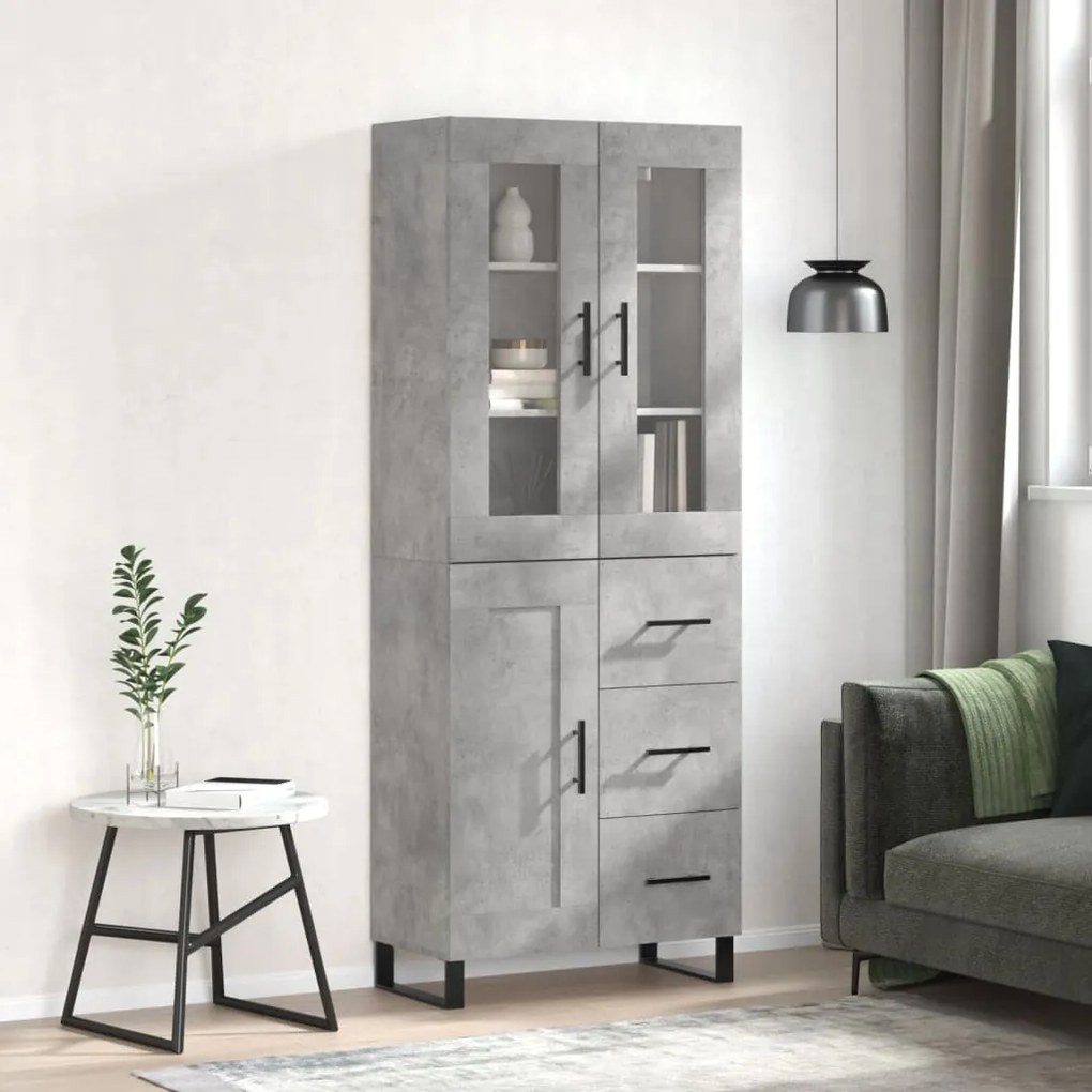 Skříň highboard betonově šedá 69,5x34x180 cm kompozitní dřevo 3198685