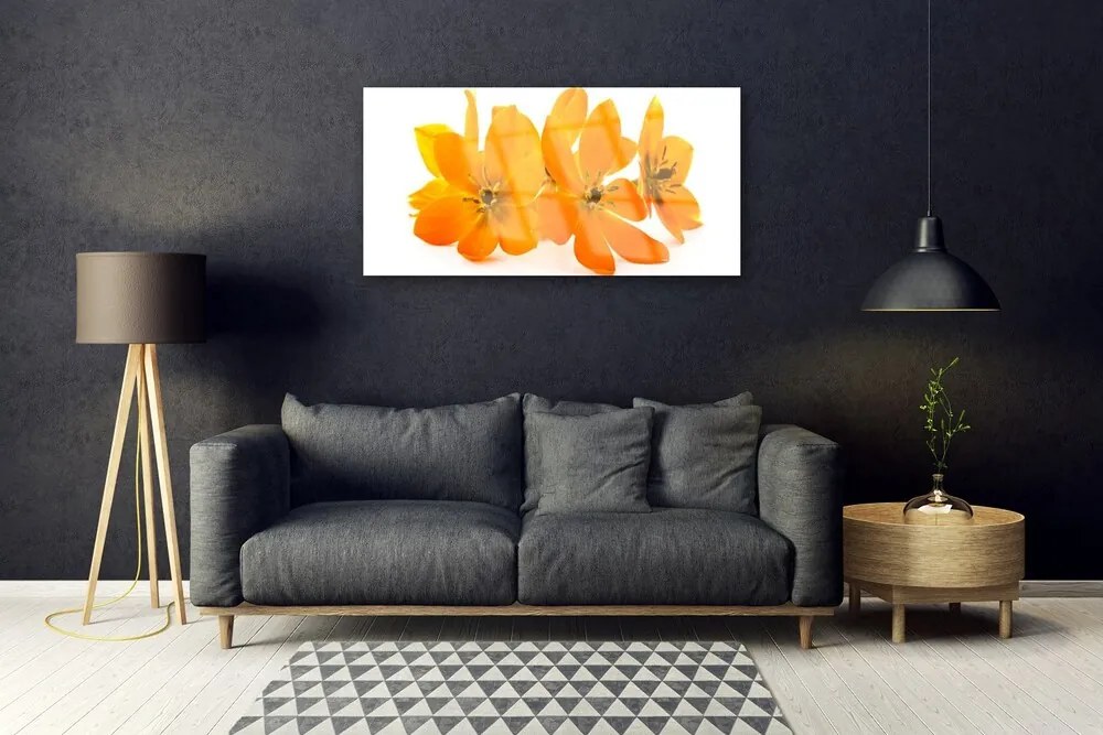 Obraz na skle Oranžové Květiny 125x50 cm