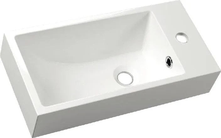 Sapho Small - Umyvadlo Ariana 500x250 mm, s přepadem, otvor pro baterie vpravo, bílá SM016