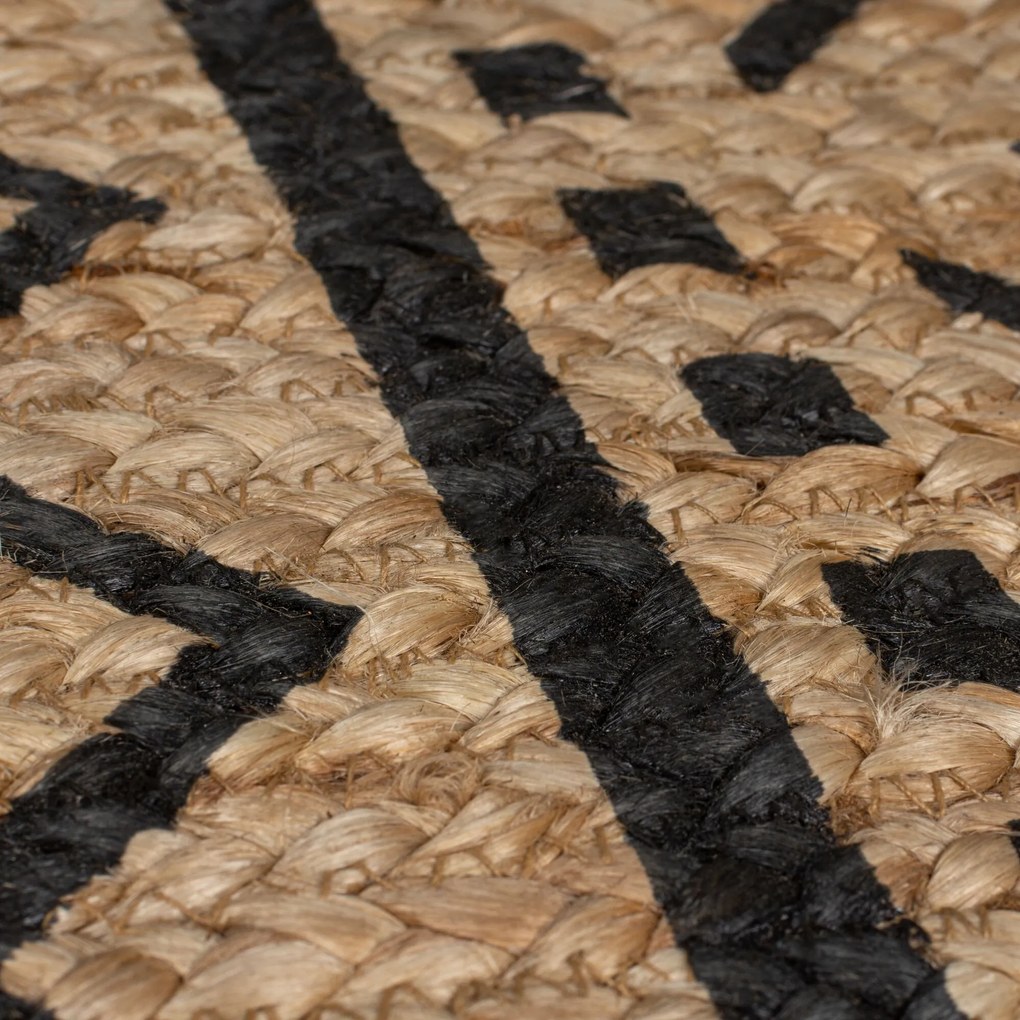 Flair Rugs, Kusový koberec Printed Jute Luis Natural/Black, 200x290, béžová, chodba / předsíň