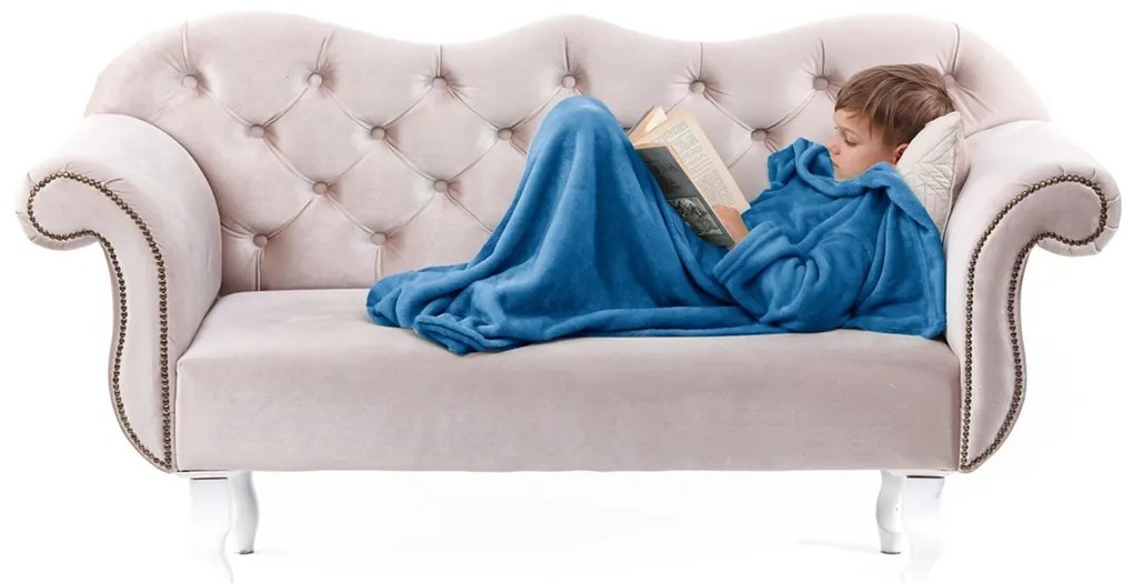 Dětská deka s rukávy DecoKing Lazy tmavě modrá