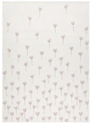 koberec FLAT 48779/526 Květiny KRÉM růžový velikost 140x200 cm | krásné koberce cz