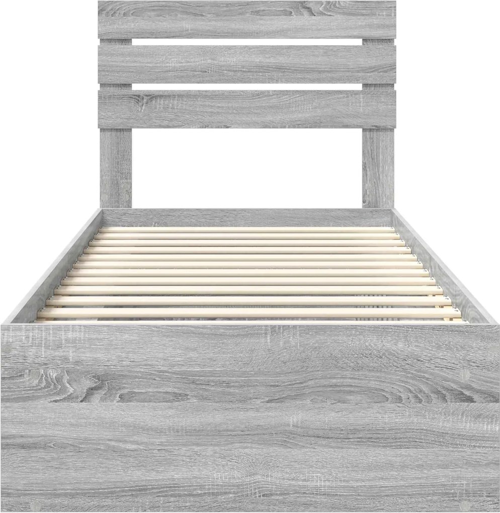 Rám postele s čelo Šedá Sonoma 75 x 190 cm Masivní borové dřevo 3411476