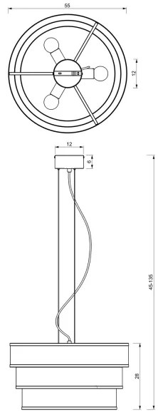 Lustr na lanku GLUM 3xE27/60W/230V černá