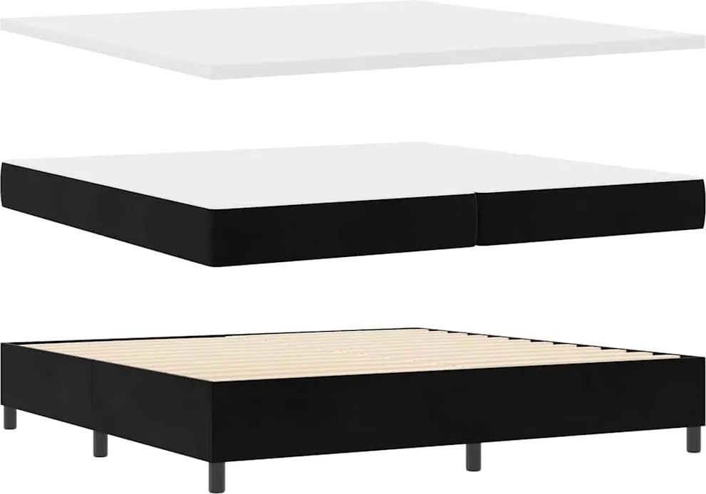Postel s boxspringem s čelo Černá 200 x 200 cm samet 3342082