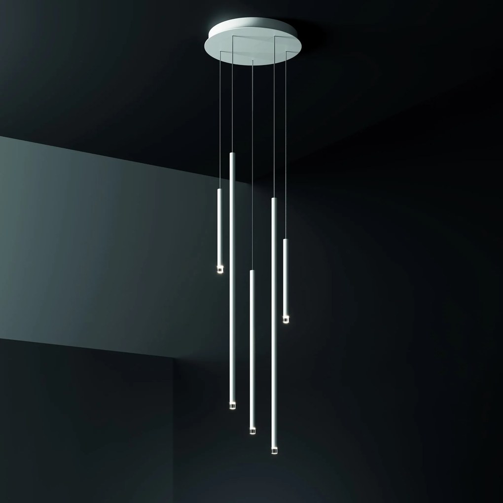 Lodes A-tube Nano Medium cluster, champagne, závěsné svítidlo s černým kabelem, 3W LED 2700K, 60cm
