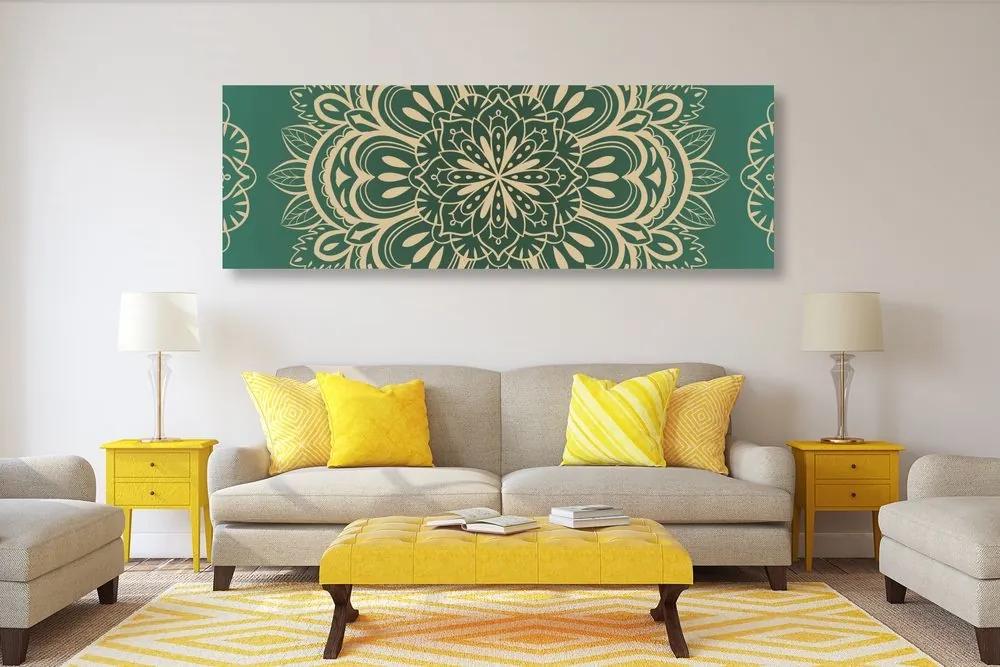 Obraz Mandala na tyrkysovém pozadí - 150x50 cm