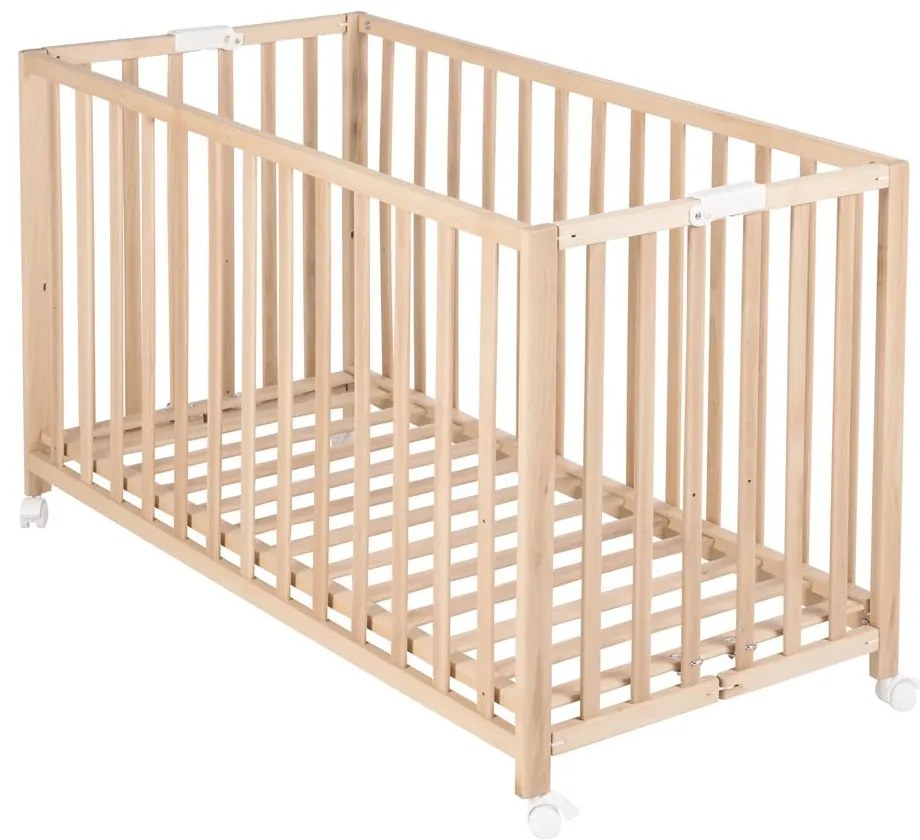 Skládací postýlka na kolečkách v přírodní barvě 60x120 cm Fold up – Roba