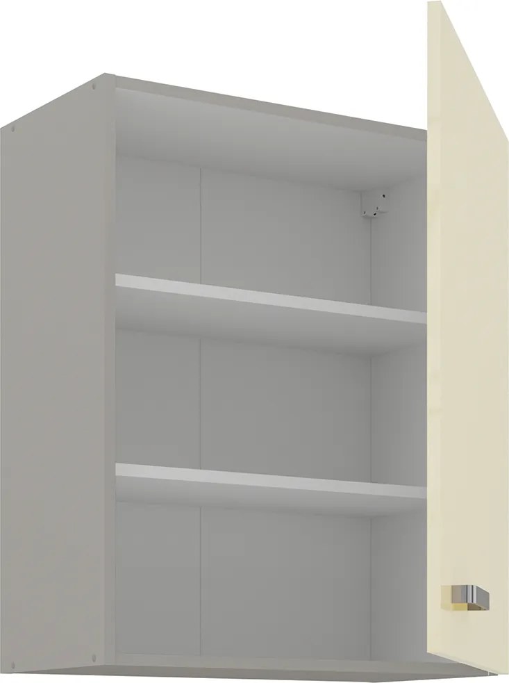 KARMEN | horní skříňka 60 G-72 1F policová | 60 cm | světle šedá/krémová lesk