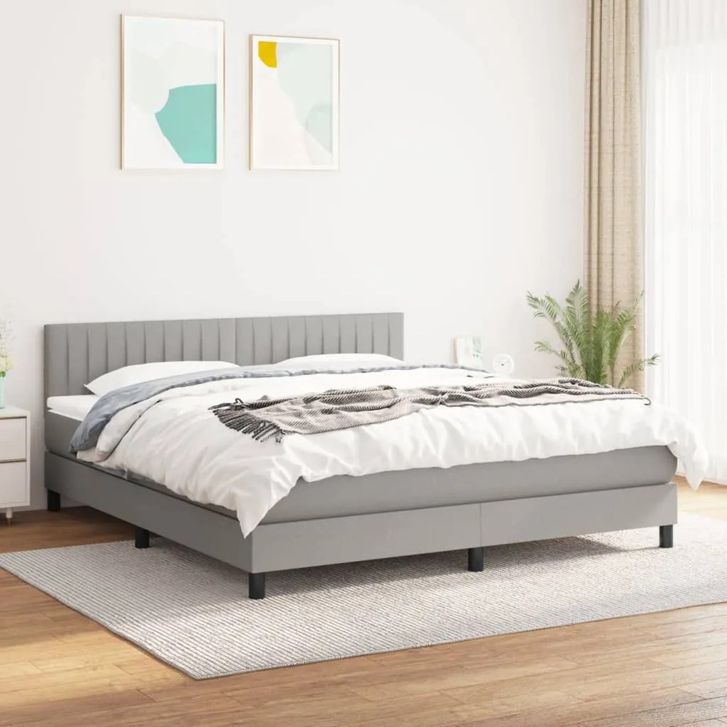 Box spring postel s matrací světle šedá 160 x 200 cm textil 3140225