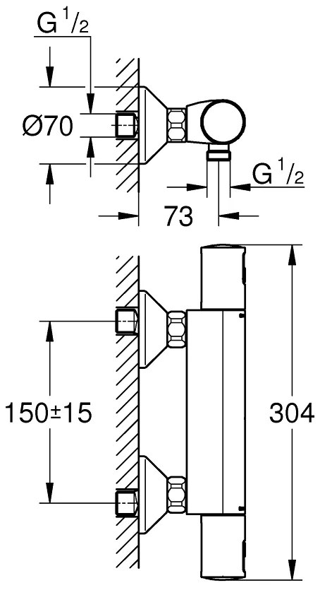 GROHE Precision Start - Termostatická sprchová baterie nástěnná, černá matná 345942430