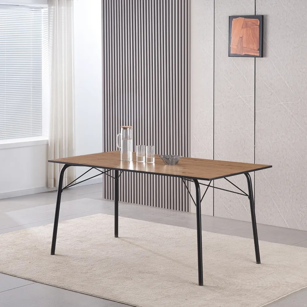 Jídelní stůl, dub artisan/černá, 160x80x75 cm, NALAK TYP 3