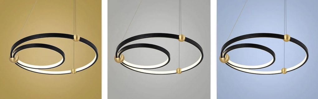 Toolight - Ring, LED závěsné svítidlo Black Ring + dálkové ovládání APP692-30-50, černá, OSW-06095