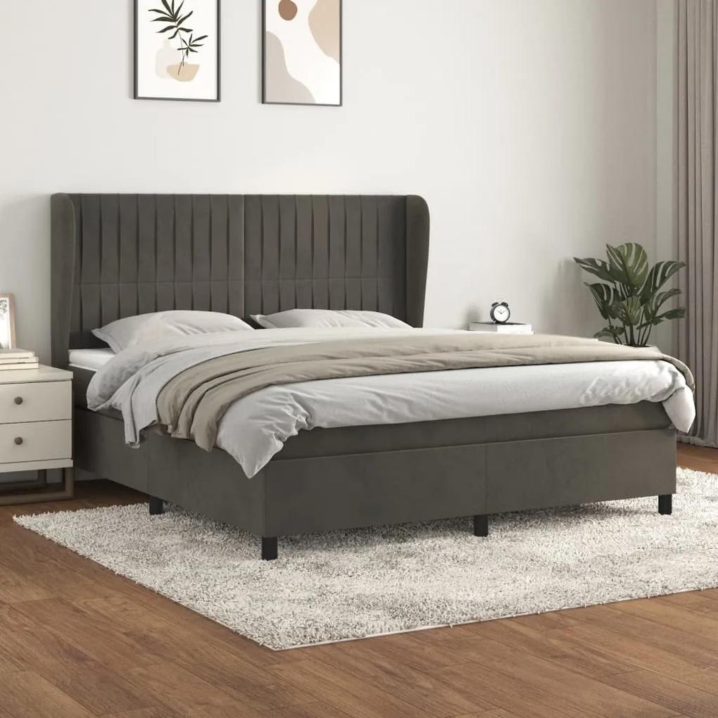 Box spring postel s matrací tmavě šedá 180x200 cm samet,  3129346