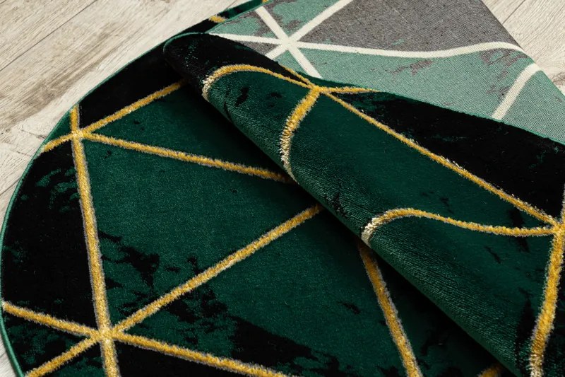 Dywany Łuszczów, Kusový koberec Emerald 1020 green and gold kruh, 200x200 (průměr) kruh, zelená, ložnice