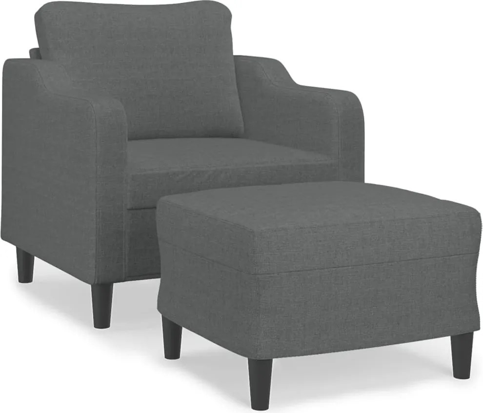 Křeslo s podnožkou tmavě šedé 60 cm textil 3201128