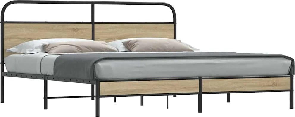 Kovový rám postele bez matrace kouřový dub 183 x 213 cm 3318670