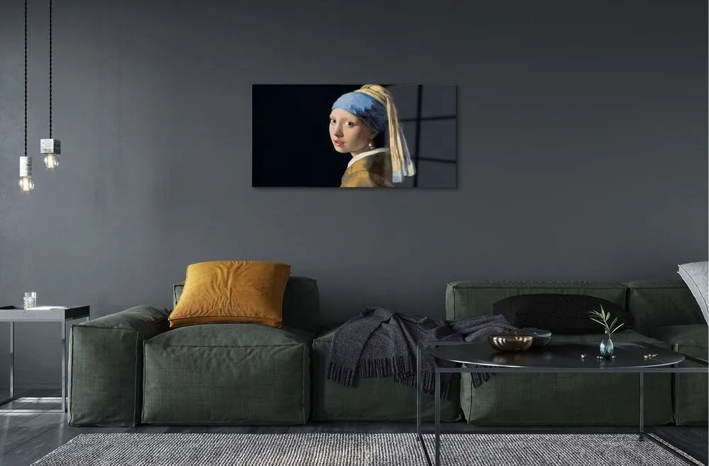 Obraz na skle Art Dívka s perlou 120x60 cm