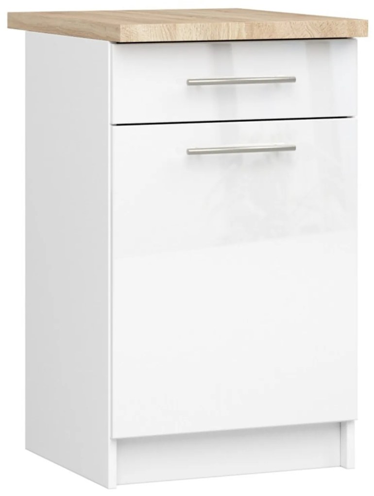 Kuchyňská skříňka OLIVIA S50 SZ1 - bílá/bílý lesk