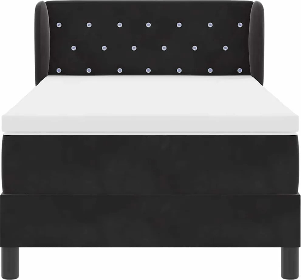 Postel s boxspringem s čelo Černá 90 x 200 cm samet 3340318