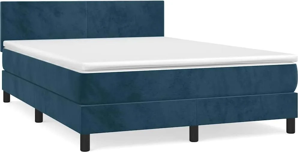 Box spring postel s matrací tmavě modrá 140x190 cm samet 3141183