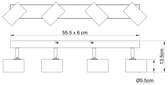 Globo 57911-4BW - Bodové svítidlo ROBBY 4xGU10/35W/230V černá/hnědá