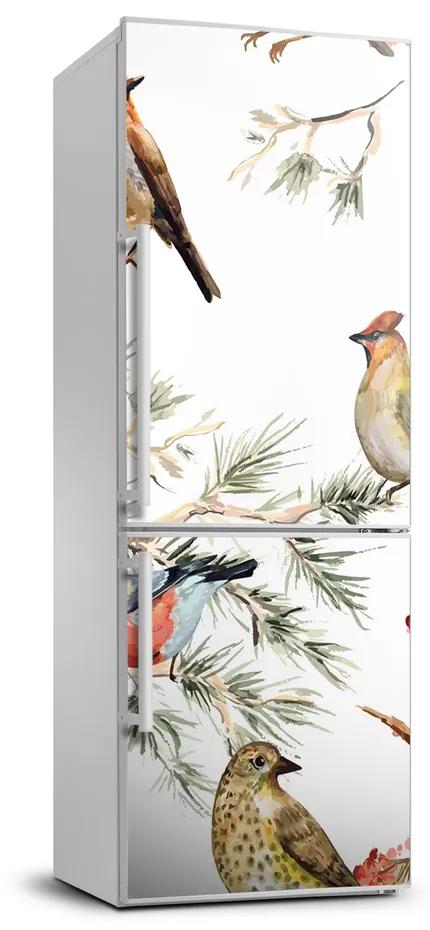Wallmuralia Nálepka fototapeta lednička Ptáci a jehličňany 60x180 cm
