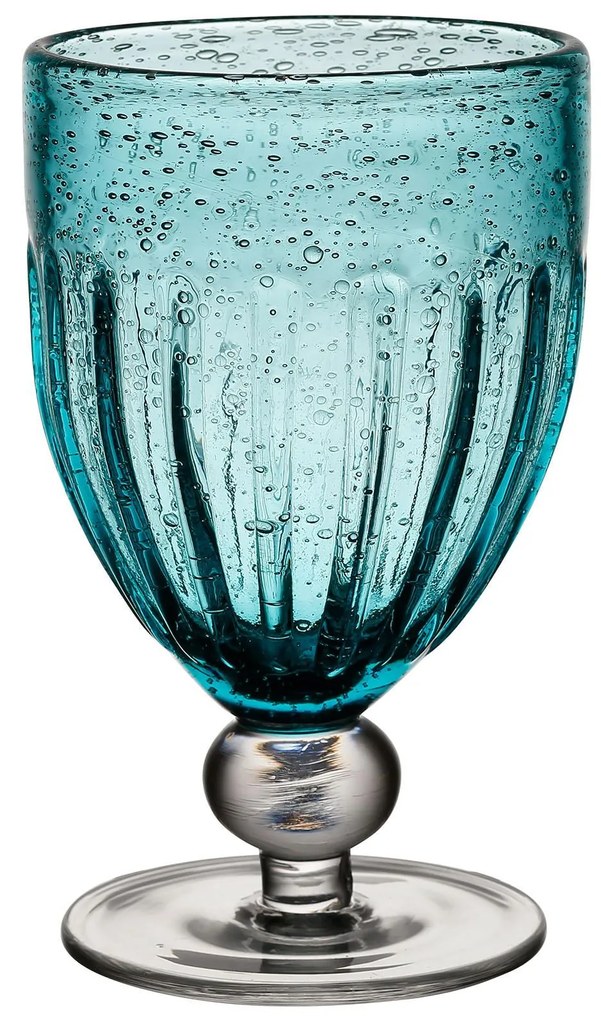 CÔTÉ TABLE Sklenička na víno Turquoise, modrá barva, zelená barva, sklo
