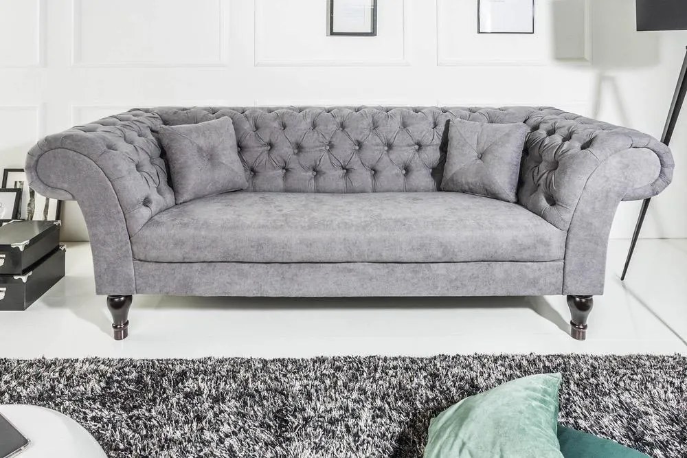 Designová sedačka Rubby Chesterfield 225m šedá