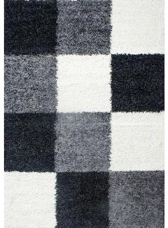 Ayyildiz koberce Kusový koberec Life Shaggy 1501 black Bílá, Šedá, Černá - 60x110 cm