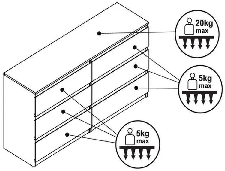 Široká komoda se 4 zásuvkami Carlos, dub sonoma, 120 cm