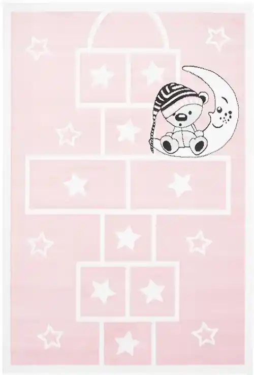 Chemex Dětský koberec skákací panák s medvídkem a měsícem růžový, různé  rozměry Rozměr: 140x200cm | BIANO