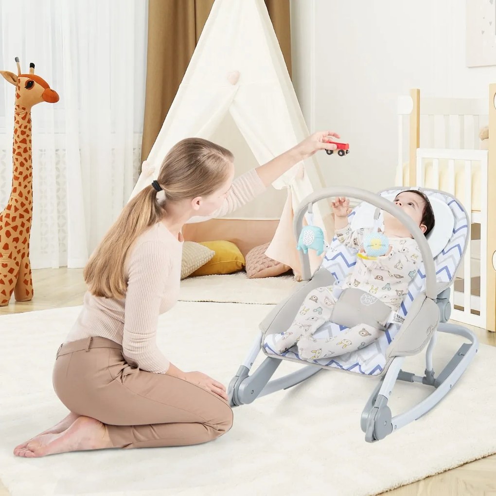 Costway 2 v 1 Baby houpačka skládací přenosná dětská houpačka s 3-nastavitelná