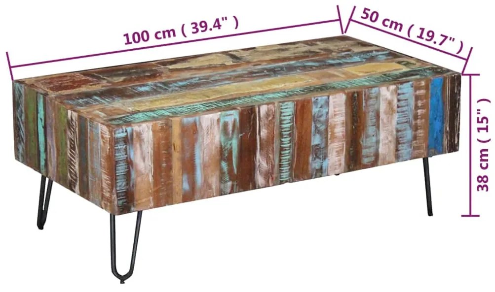 vidaXL Marketos Konferenční stolek masivní recyklované dřevo 100 x 50 x 38 cm