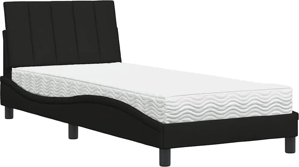 Postel s matrací Hanko černá 90 x 190 cm textil 3310498