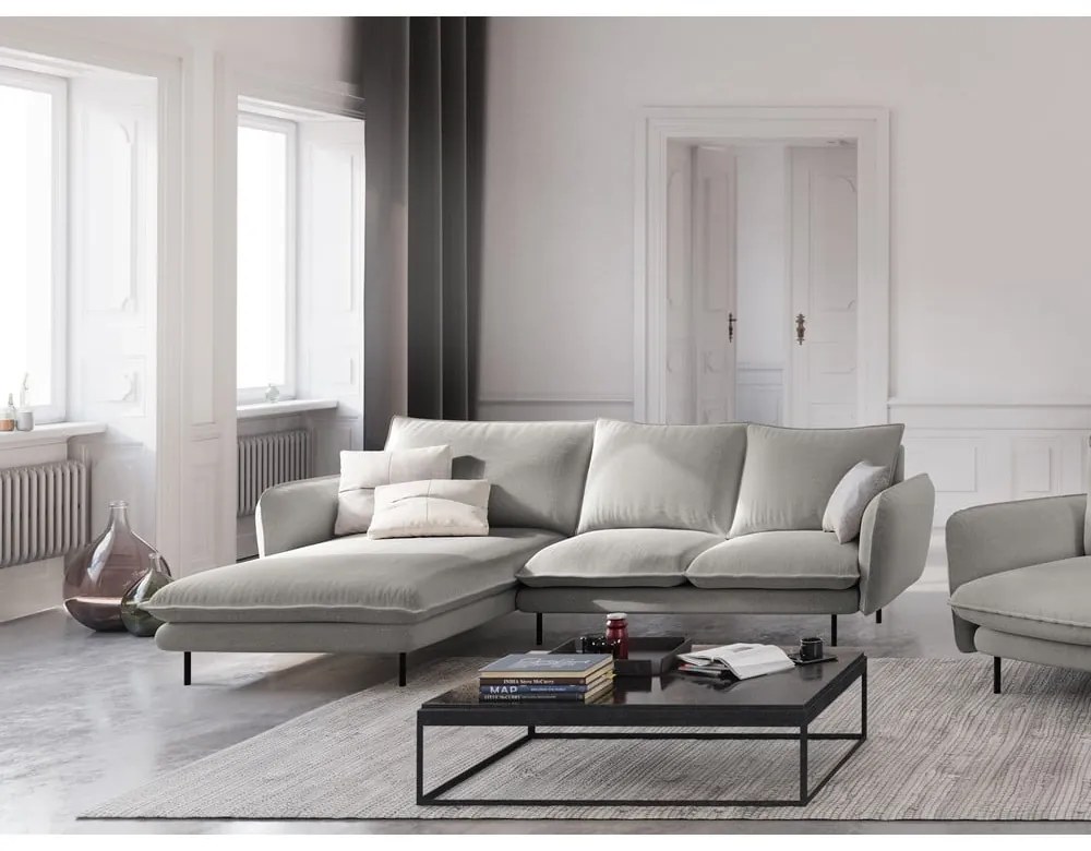 Světle šedá rohová pohovka Cosmopolitan Design Vienna, levý roh