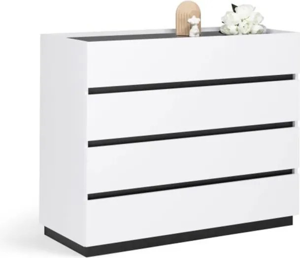 Komoda 4šx bílý supermat, antracit Duo
