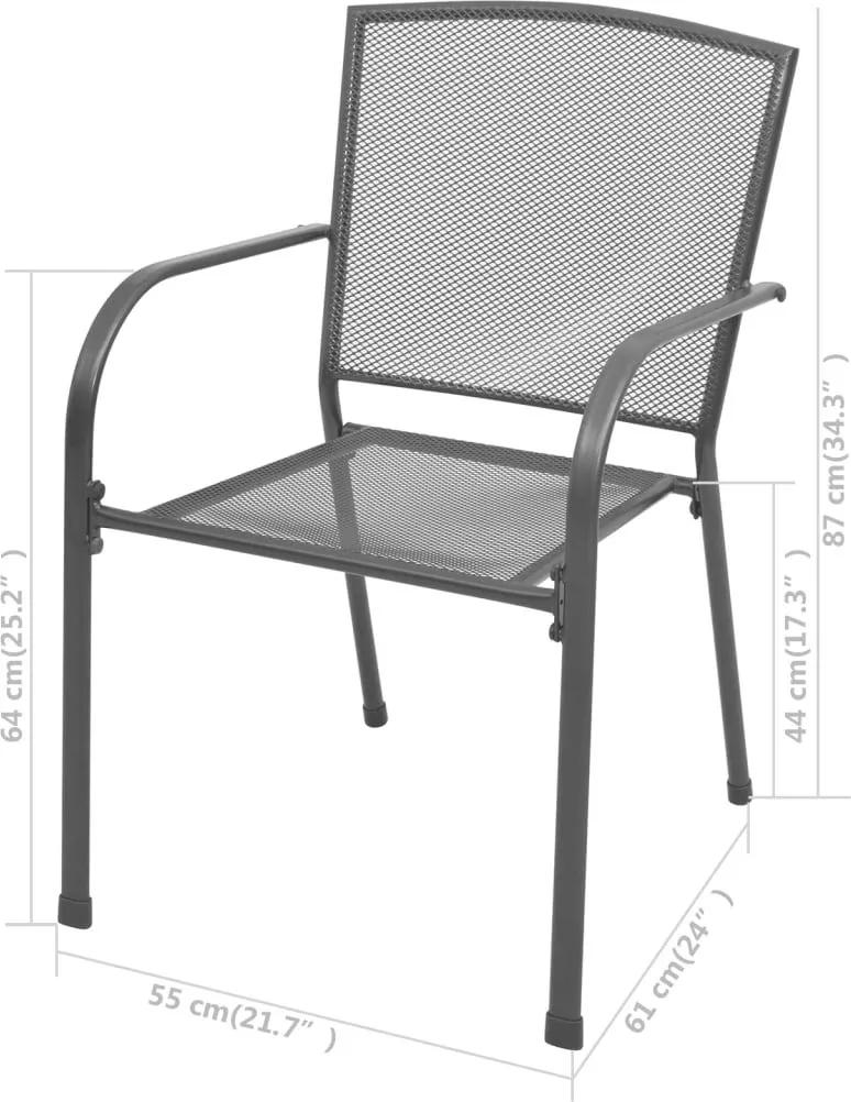 vidaXL Stohovatelné zahradní židle 2 ks ocelové šedé [42705]