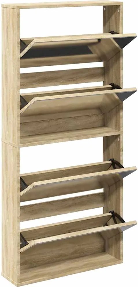 Botník čtyřpatrový zrcadlo dub 63 x 17 x 134 cm 273935