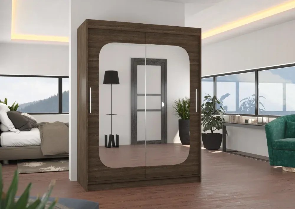 Posuvná skříň s zrcadlem CLEVER 150 choco
