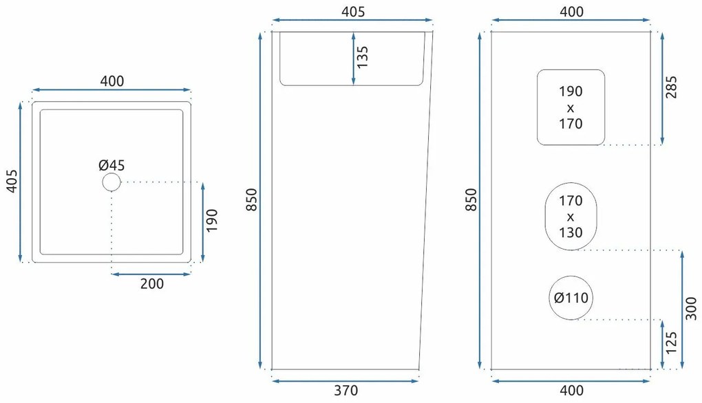 Rea Holly, volně stojící umyvadlo 40,5x40x85 cm, bílá, REA-U8005